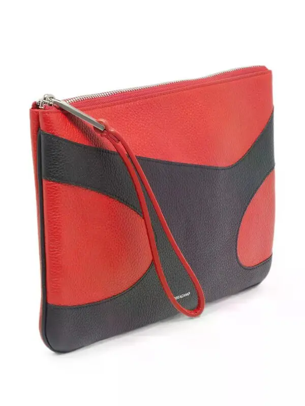 FERRAGAMO Leather Wristlet Clutch Bag