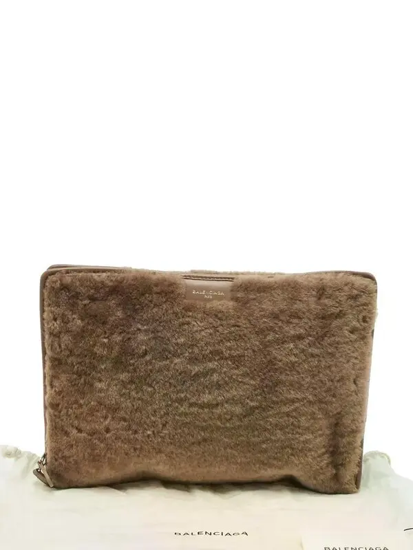 Balenciaga Bazar Shearling Clutch Bag