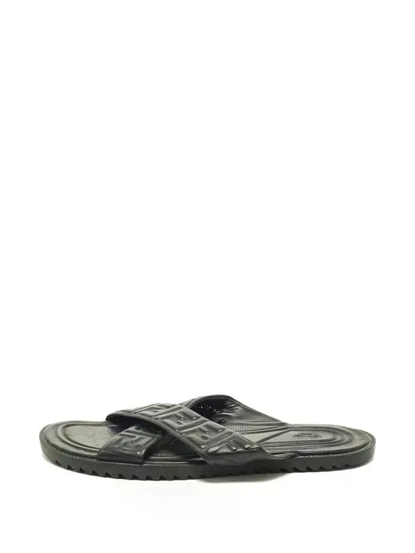 Fendi Embossed Ff Logo Criss-cross Slides