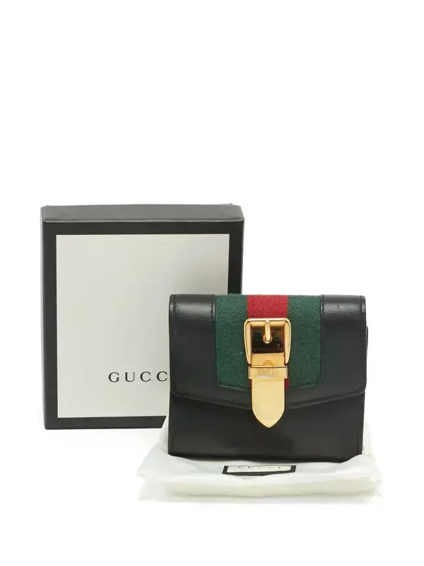 Gucci Sylvie Web Stripe Trifold Wallet