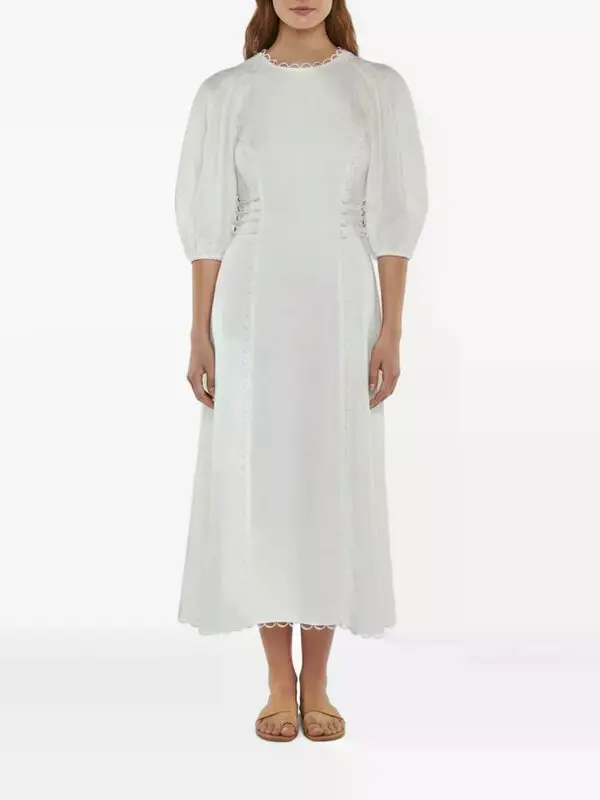 Zimmermann Rosa Zip-up Midi Dress - White