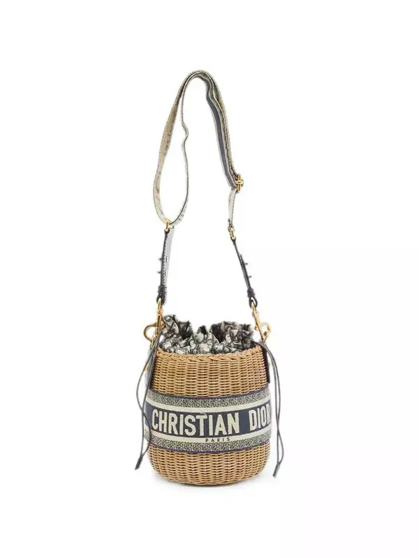 Dior 2020 Oblique Canvas Wicker Bucket Bag