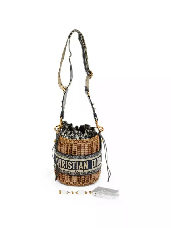 Dior 2020 Oblique Canvas Wicker Bucket Bag