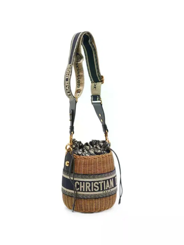 Dior Oblique Canvas Wicker Bucket Bag