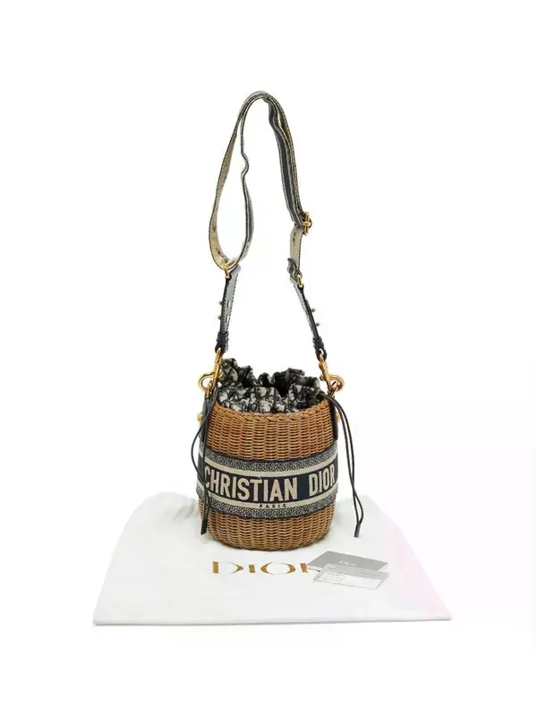 Dior Oblique Canvas Wicker Bucket Bag