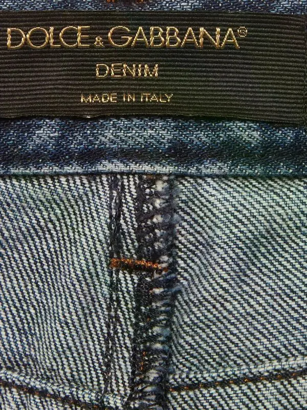 Dolce & Gabbana Distressed Crystal-embellished Jeans