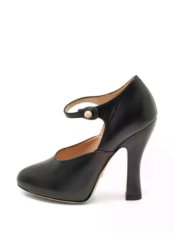 Gucci Lesley Leather Heeled Pumps With Faux-pearl Detail - Black