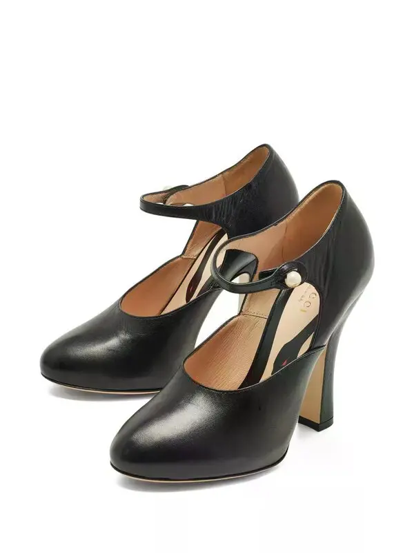 Gucci Lesley Leather Heeled Pumps With Faux-pearl Detail