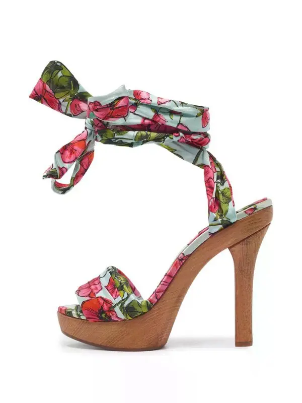 Dolce & Gabbana Floral Print Platform Sandals - Blue