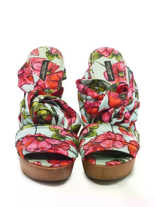 Dolce & Gabbana Floral Print Platform Sandals