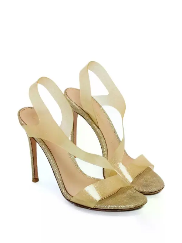 GIANVITO ROSSI Metropolis Glitter Slingback Sandals - Gold