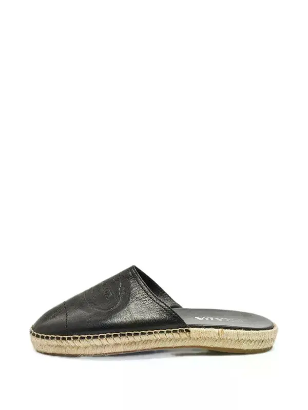 Prada Embossed-logo Espadrille Mules - Black