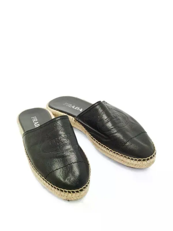 Prada Embossed-logo Espadrille Mules