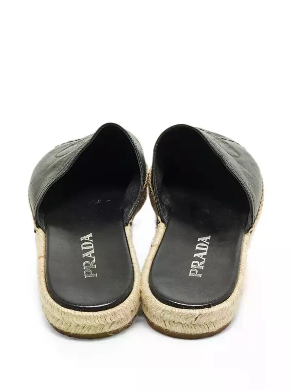 Prada Embossed-logo Espadrille Mules