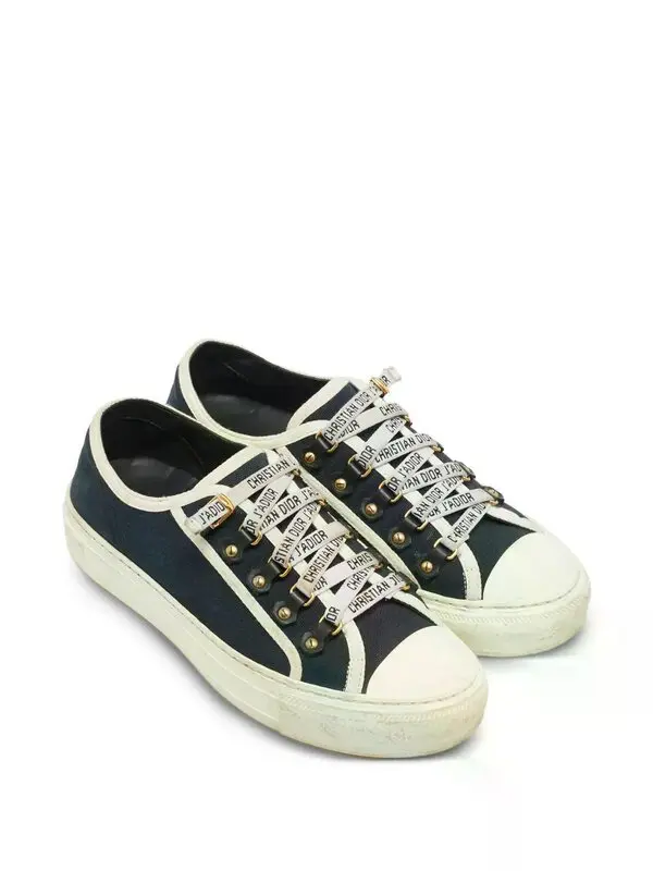 Dior Navy Logo Print Lace Up Sneakers - Blue