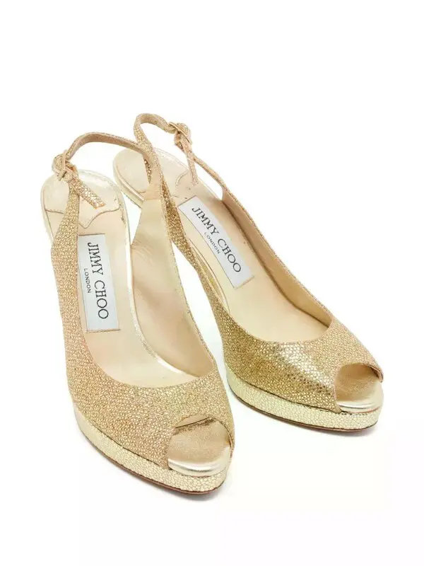 JIMMY CHOO Verity Peep-toe Slingback Stiletto Pumps - Gold