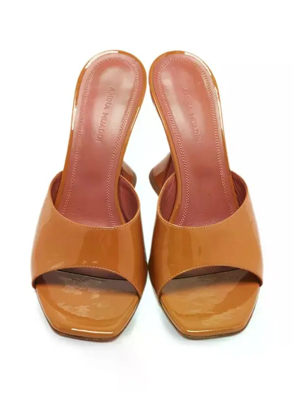 Amina Muaddi Lupita Patent Leather Sandals - Brown