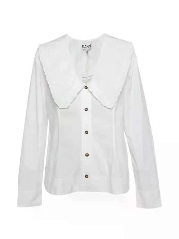 GANNI Ruffled Oversized-collar Shirt - White