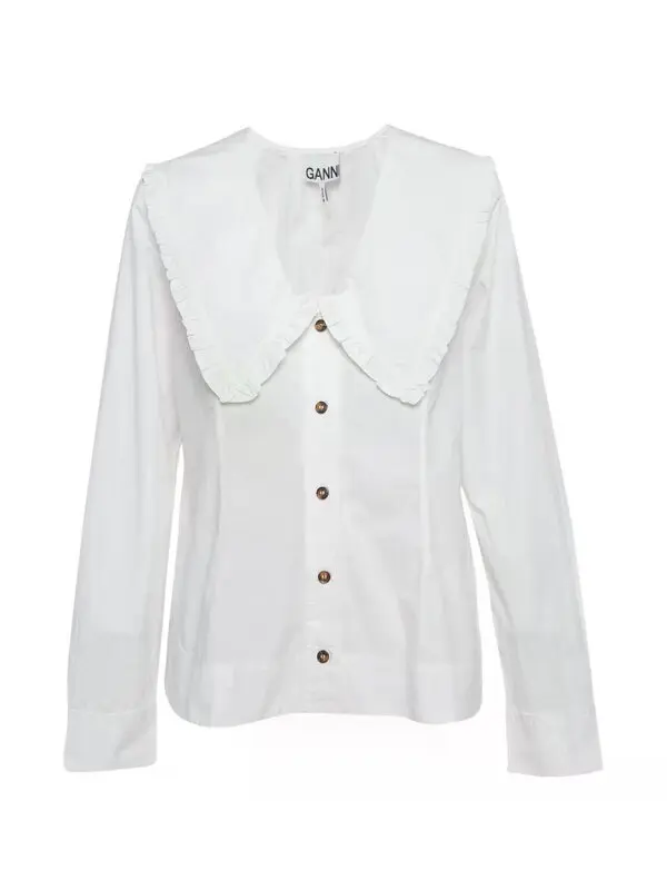 GANNI Ruffled Collar Shirt - White
