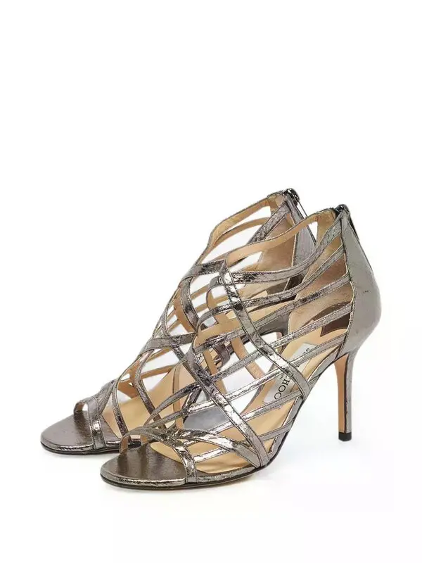JIMMY CHOO Snakeskin-embossed Cage Sandals