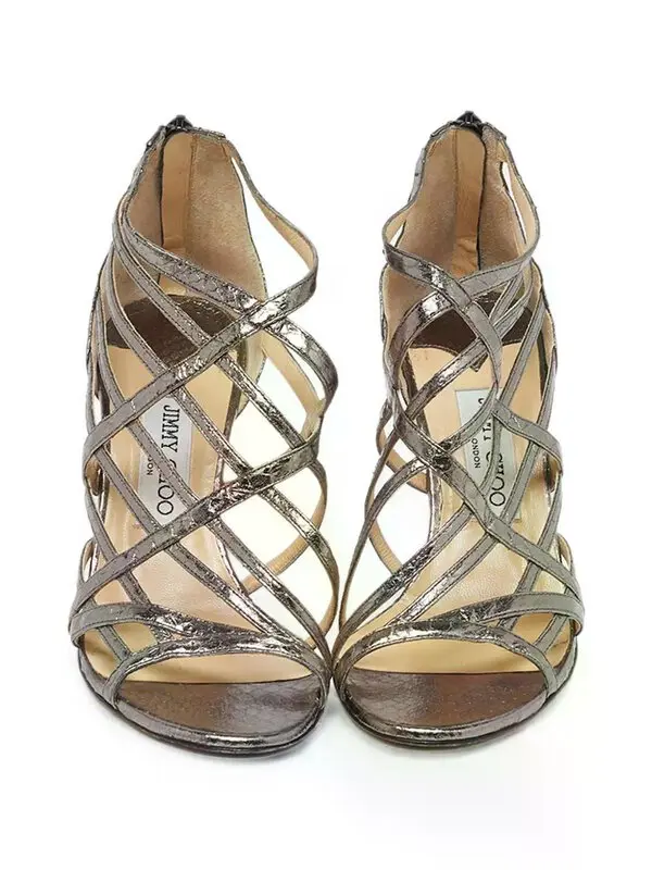 JIMMY CHOO Snakeskin-embossed Cage Sandals