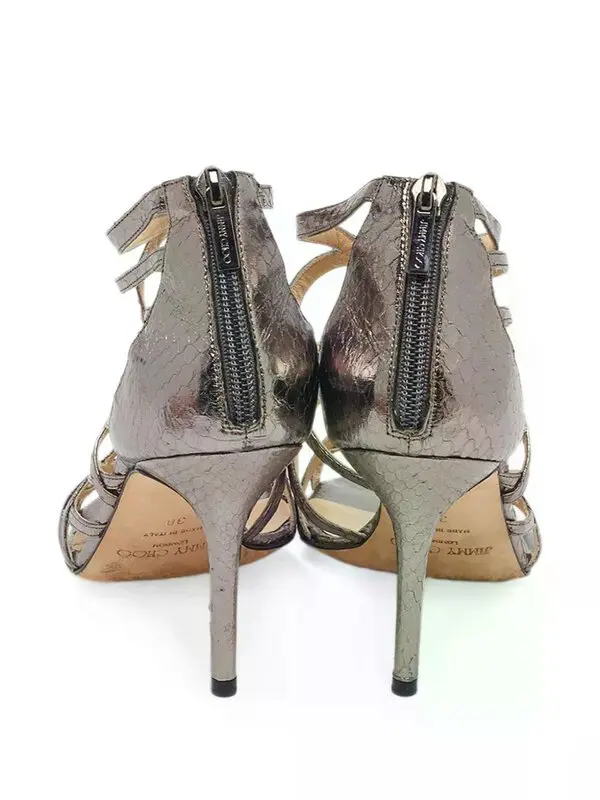 JIMMY CHOO Snakeskin-embossed Cage Sandals