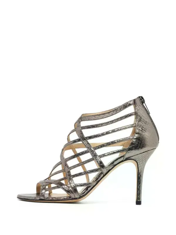 JIMMY CHOO Snakeskin-embossed Cage Stiletto Sandals