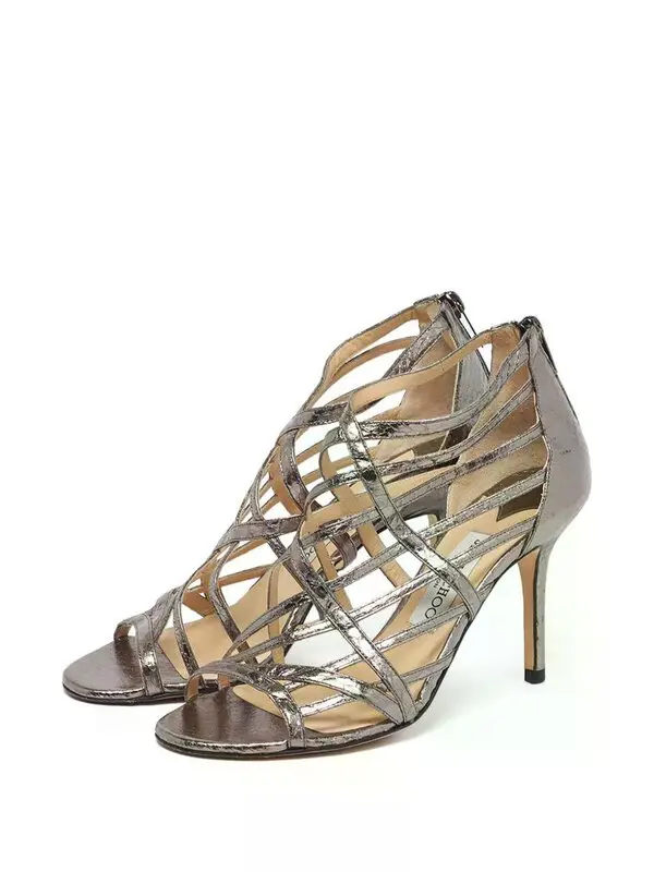 JIMMY CHOO Snakeskin-embossed Cage Stiletto Sandals