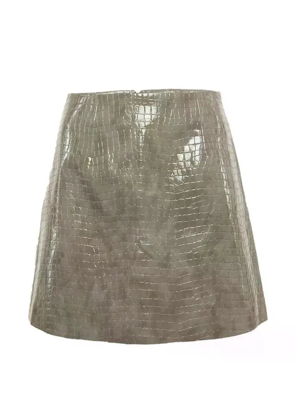 Rebecca Vallance Croc-effect Coated Cotton Mini Skirt - Grey