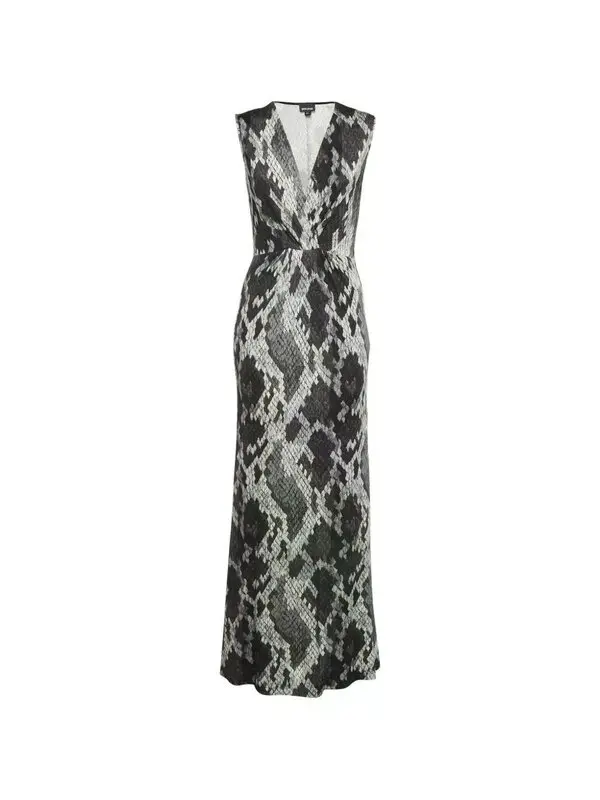 Just Cavalli Snake-effect Ruched Maxi Dress - Black