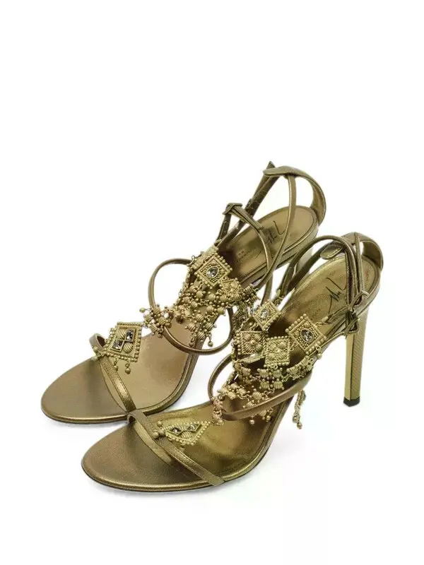 GIUSEPPE ZANOTTI Amira Charm-embellished Stiletto Sandals - Green