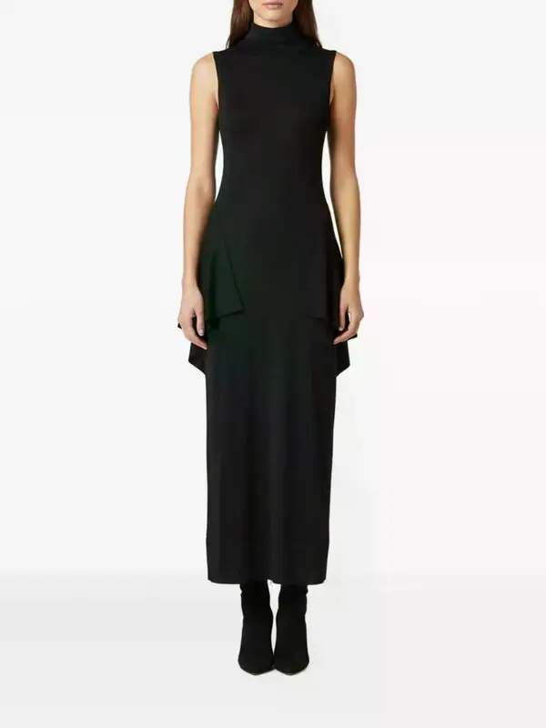 TOTEME Sleeveless High Neck Draped Midi Dress - Black