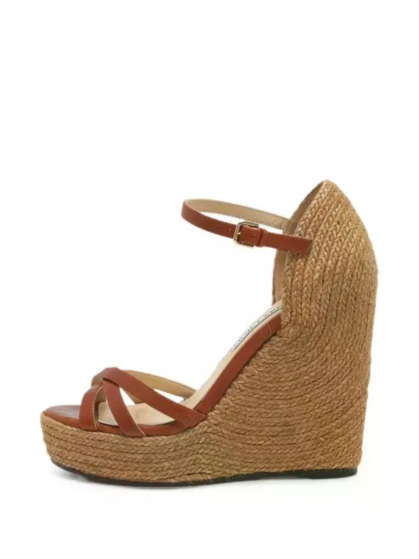 JIMMY CHOO Crossover Strap Wedge Sandals