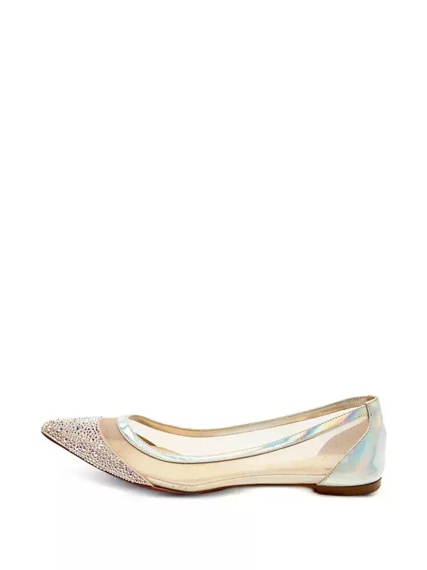 CHRISTIAN LOUBOUTIN Crystal-embellished Ballet Flats - Silver