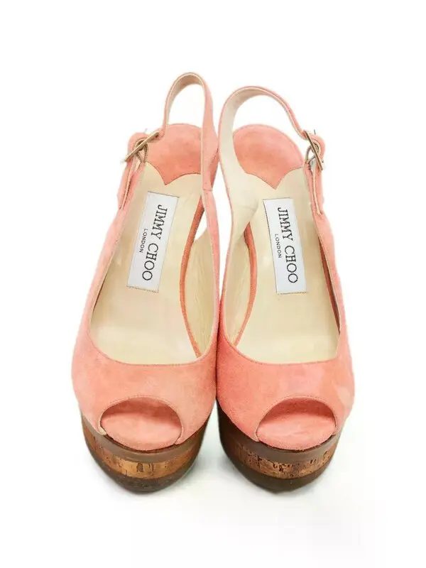 JIMMY CHOO Cork-platform Slingback Suede Heeled Sandals
