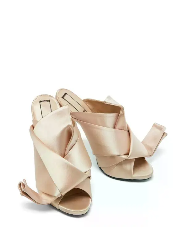 N°21 Pleated Satin Mules With Knot Detail - Neutrals
