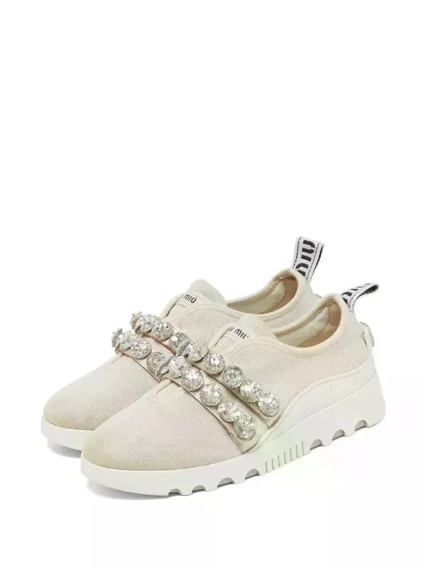 Miu Miu Crystal-embellished Slip-on Sneakers