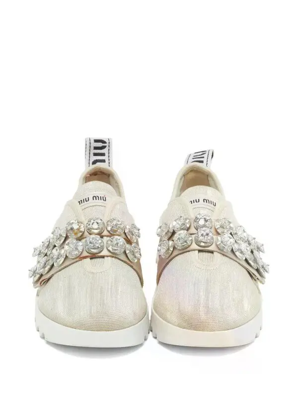 Miu Miu Crystal-embellished Slip-on Sneakers