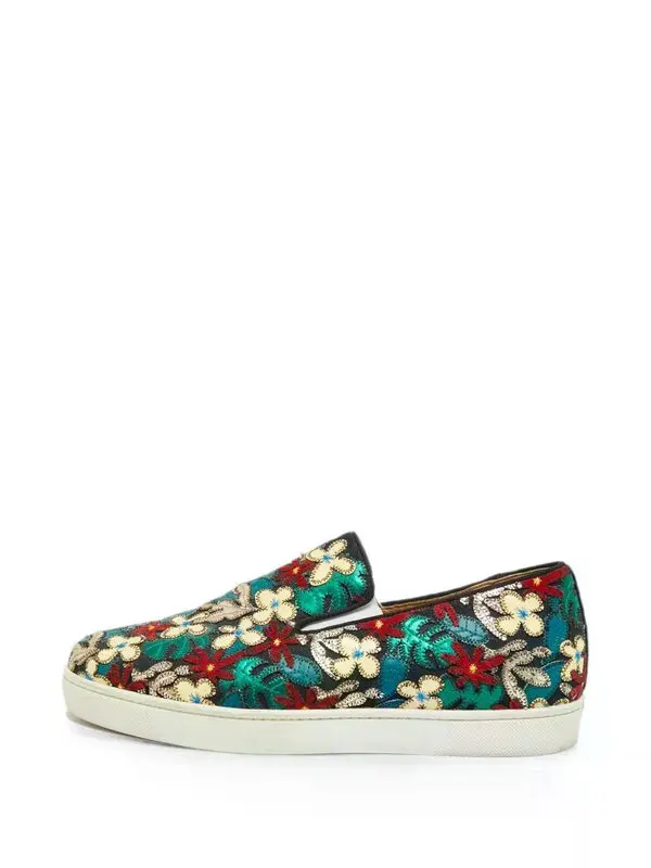 CHRISTIAN LOUBOUTIN Floral-appliqué Sneakers - Black