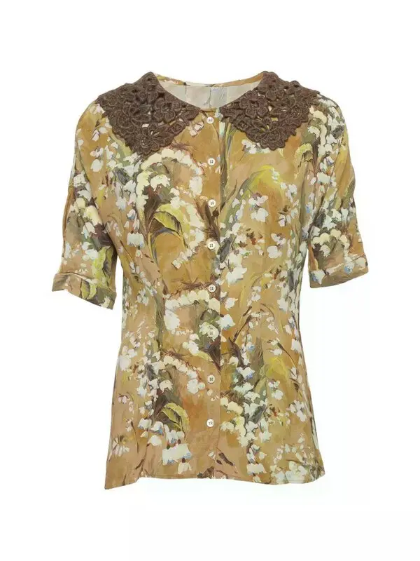Dolce & Gabbana Floral-print Lace Collar Shirt