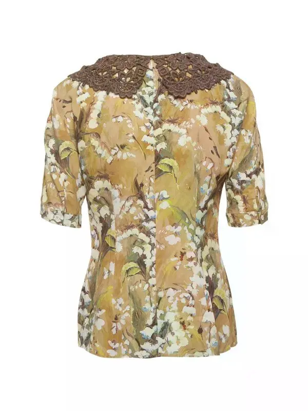Dolce & Gabbana Floral-print Lace Collar Shirt