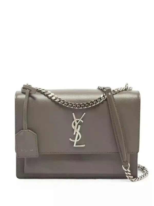 Saint Laurent Medium Sunset Leather Crossbody Bag - Grey