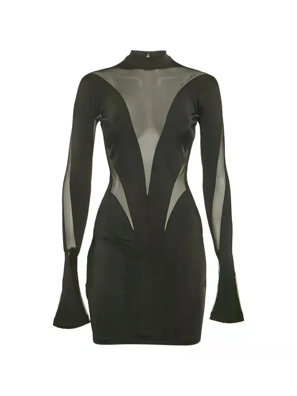 Thierry Mugler X H&m Tulle-trim Mini Dress - Black