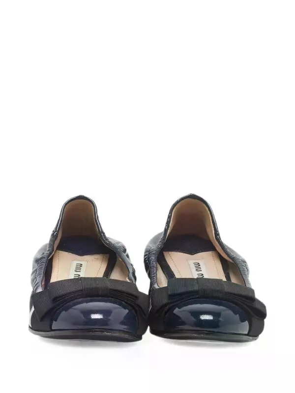 Miu Miu Bow-detail Scrunch Leather Ballet Flats