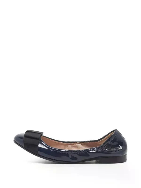 Miu Miu Patent Leather Bow Detail Ballet Flats - Blue