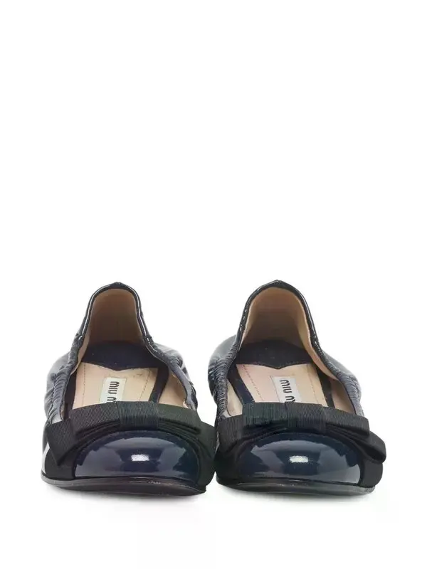 Miu Miu Patent Leather Bow Detail Ballet Flats
