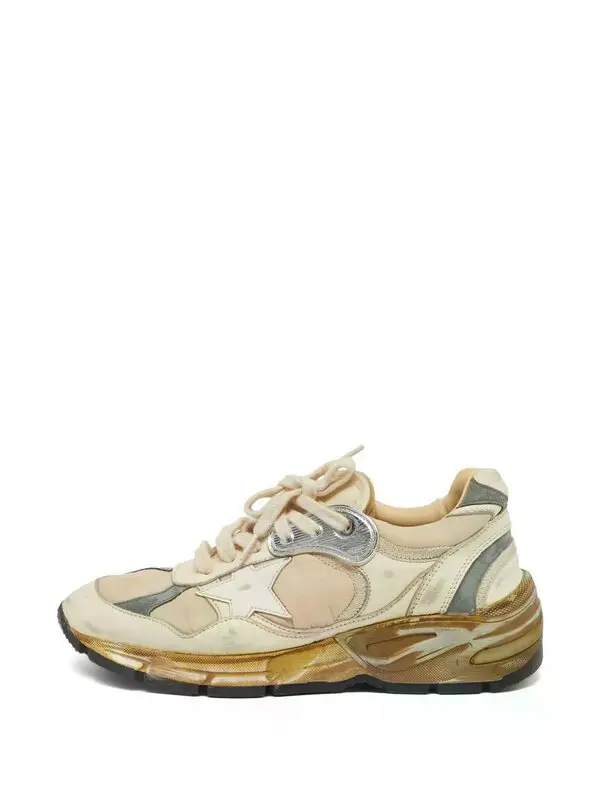 GOLDEN GOOSE Dad Star Distressed Leather Sneakers - Neutrals