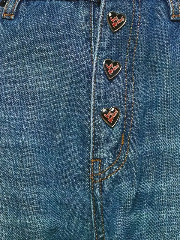 Moschino Distressed Heart-button Tapered Jeans