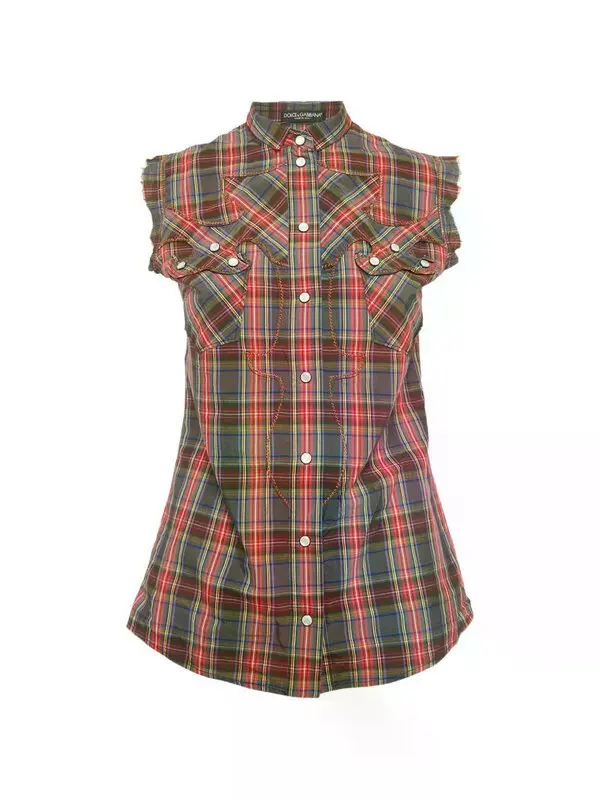Dolce & Gabbana Plaid-pattern Sleeveless Shirt - Red