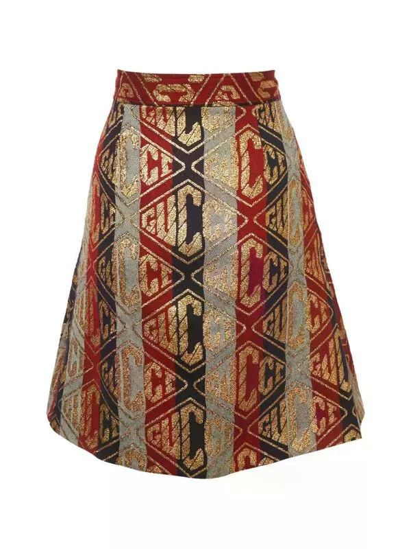 Gucci Patterned A-line Mini Skirt - Gold